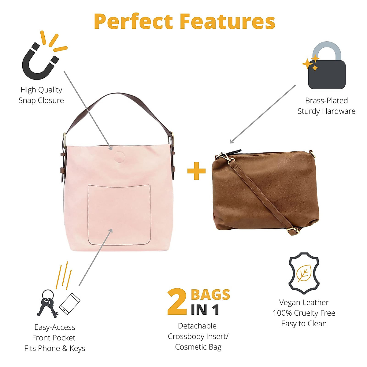 Joy Susan Womens Faux Leather: Hobo 2-in-1 Handbag