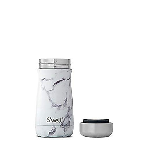 S'well Stainless Steel Traveler-Triple-Layered Vacuum-Insulated Containers Keeps Drinks Cold for 21 Hours and Hot for 9-with No Condensation-BPA Free Water Bottle, 1 Count (Pack of 1), White Marble