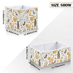 Emelivor Cute Dogs Pattern Cube Storage Bin Foldable Storage Cubes Waterproof Toy Basket for Cube Organizer Bins for Nursery Toys Kids Books Closet Shelf Office - 11.02x11.02x11.02 IN