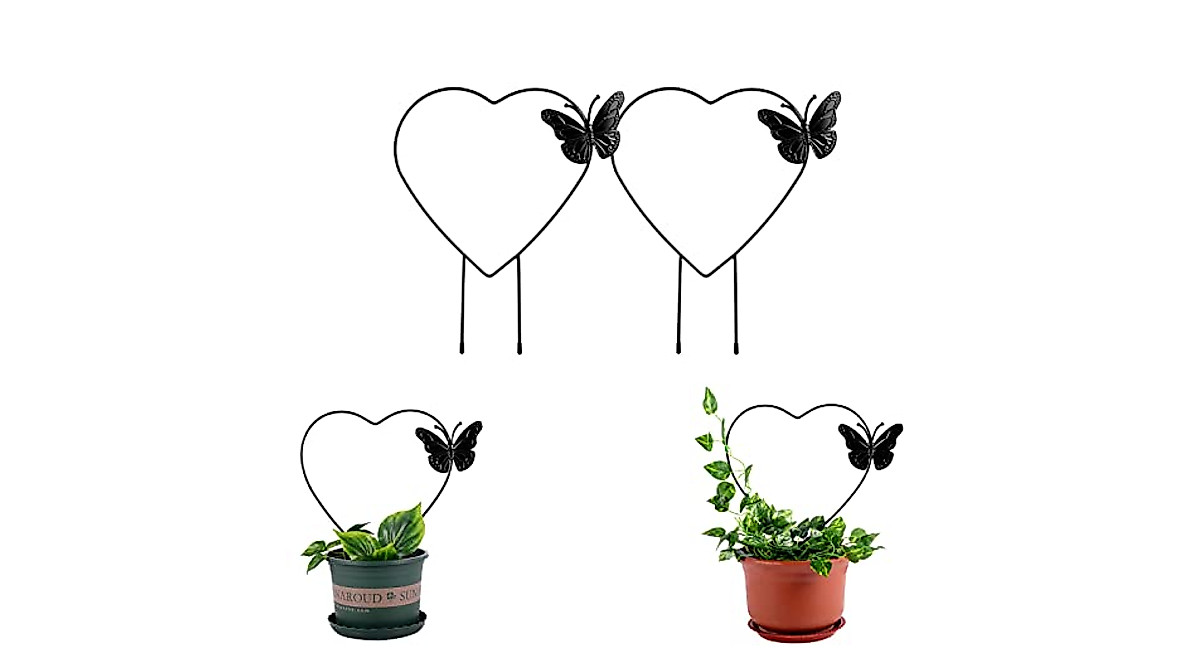 Heart-Shaped Garden Trellises for Climbing Plants - 2 Pack Support