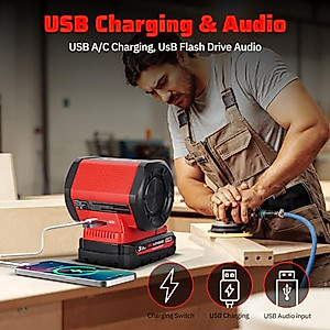 ohyes Bluetooth Speaker Compatible with Milwaukee M18 Battery Packs for Jobsite Camping & Parties (Battery not Included)