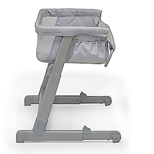 Delta Children babyGap Whisper Bedside Bassinet Sleeper with Breathable Mesh and Adjustable Heights - Lightweight Portable Crib - Made with Sustainable Materials, Grey Stripes