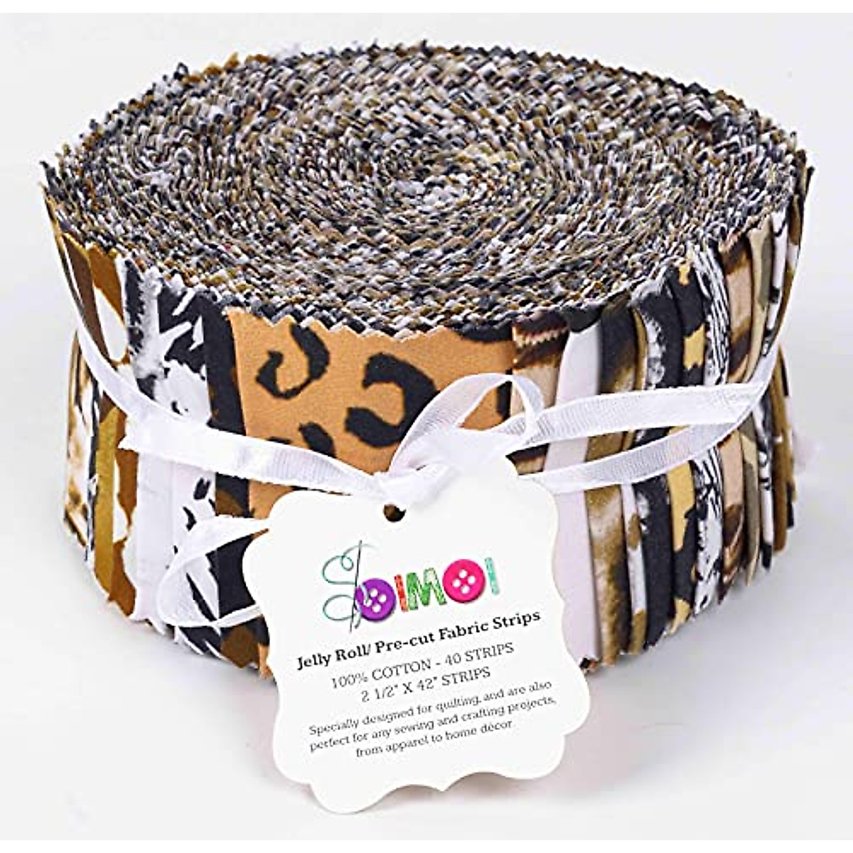 Soimoi 40Pcs Animals Print Cotton Precut Fabrics for Quilting Craft Strips 2.5x42inches Jelly Roll - Purple