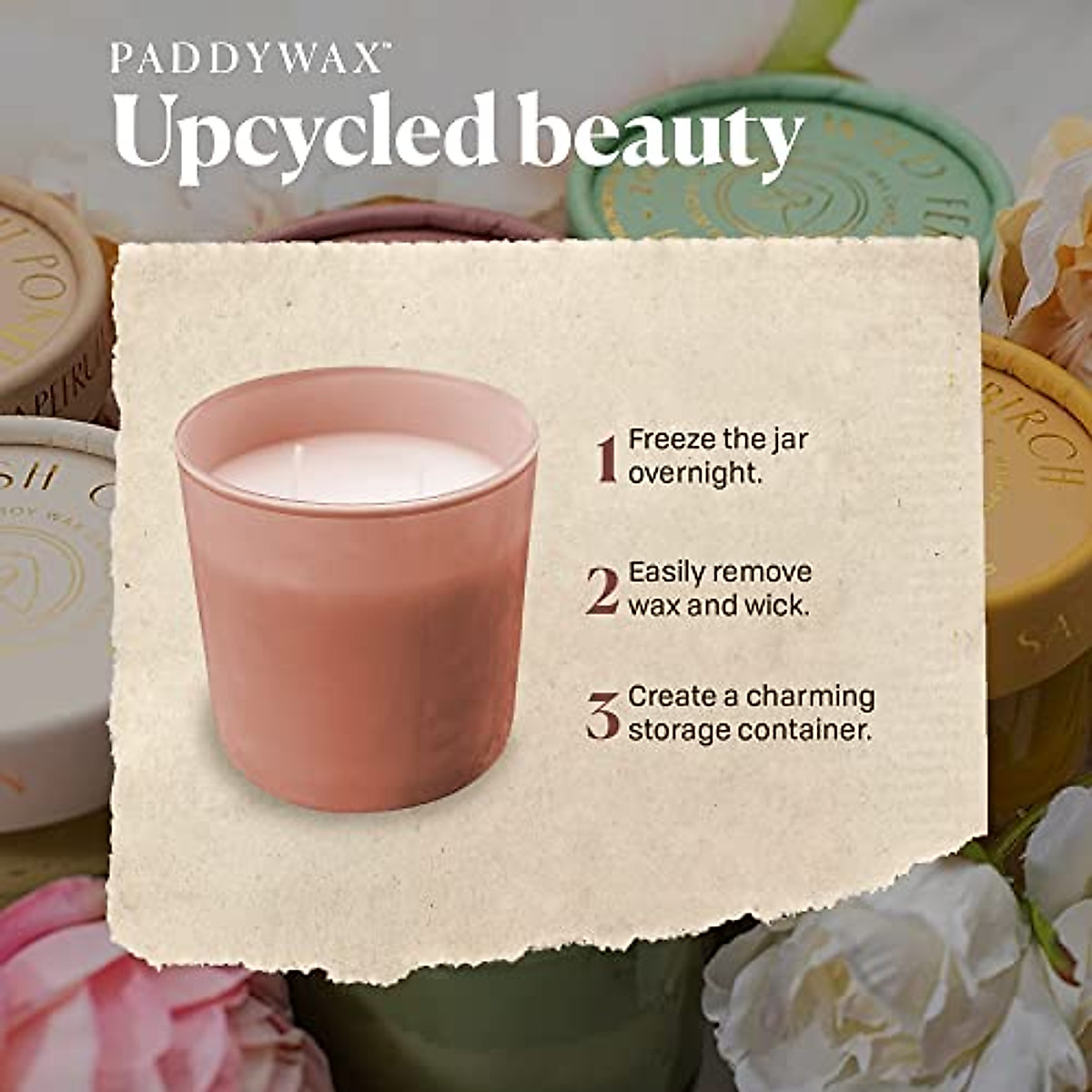 Paddywax Firefly Candle Co. Optimist Scented Candles with Soy Wax Blend and Reusable Glass Jar for Home Fragrance and Aromatherapy - 7 Ounce, Linen Rosewood, Dusty Pink