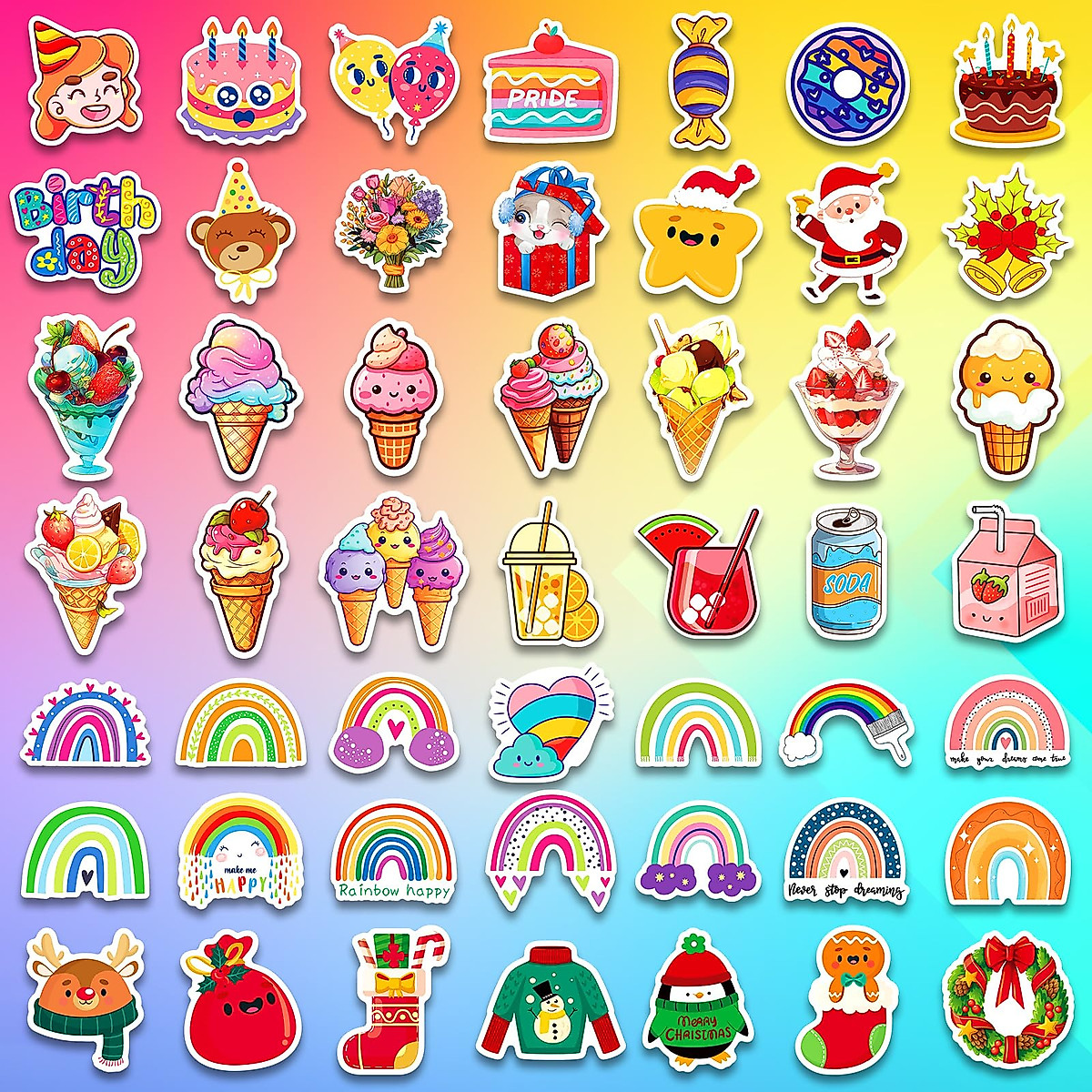 500 Pcs Cute Stickers for Kids, Water Bottle Stickers, Waterproof Vinyl Aesthetic Sticker for Laptop Scrapbook Skateboard Computer Mixed Colorful Sticker Packs for Kids Teens Adults Girls