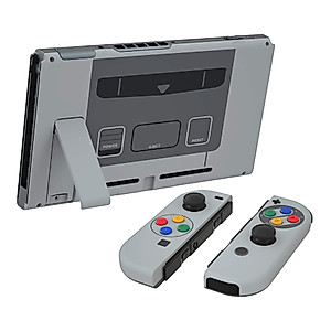 eXtremeRate DIY Replacement Shell Buttons for Nintendo Switch, Soft Touch Back Plate for Switch Console, Housing with ABXY Direction Buttons for Joycon Handheld Controller - SFC SNES Classic EU Style
