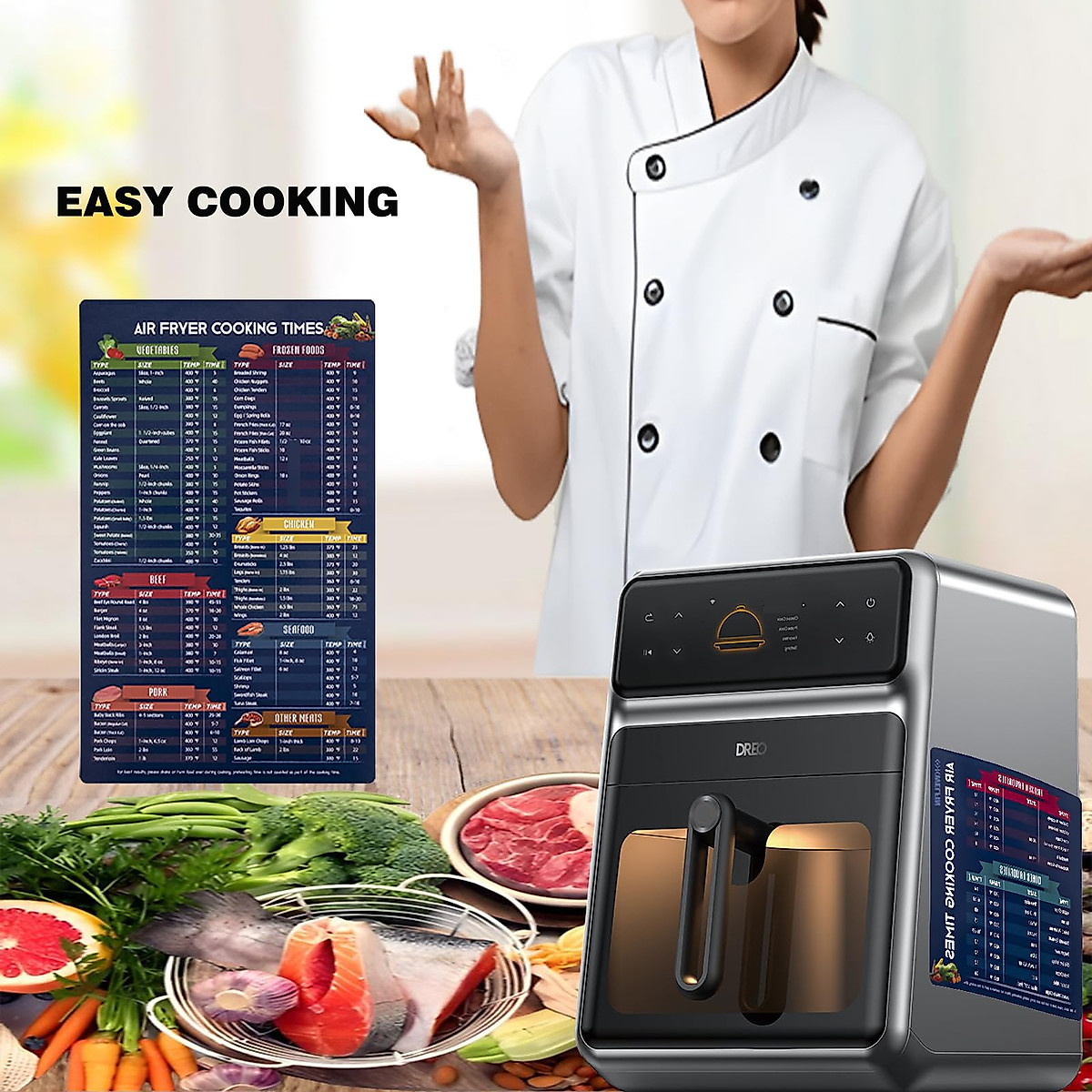 KW.Libite Air Fryer Cheat Sheet, Air Fryer Cookguide for Beginners, Air Fryer Recipes,Air Fryer Cooking Chart Air Fryer Magnetic Cheat Sheet, Air Fryer Guide