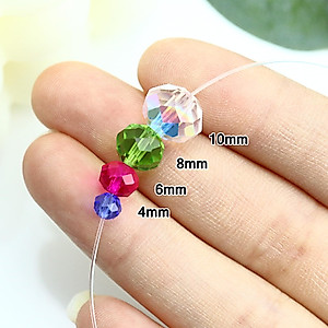 Dowarm 200 Pieces Briolette Crystal Glass Beads for Jewelry Making, 8MM Rondelle Crystal Beads for Crafts Wine Charms Wind Chimes Suncatchers, Briollete Rondelle Finding Spacer Beads (Crystal AB, 8MM)