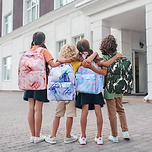 Jumpopack School Backpack for Girls Backpack with Lunch Box - Elementary to Middle School Bag Kids Teen Girl Bookbag,Marble Pink