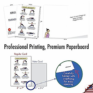 NobleWorks - 1 Funny Women's Birthday Card with Envelope - Cartoon Humor, Stationery Bday Celebration Card for Wife, Women - Midlife Yoga Poses C7312BDG