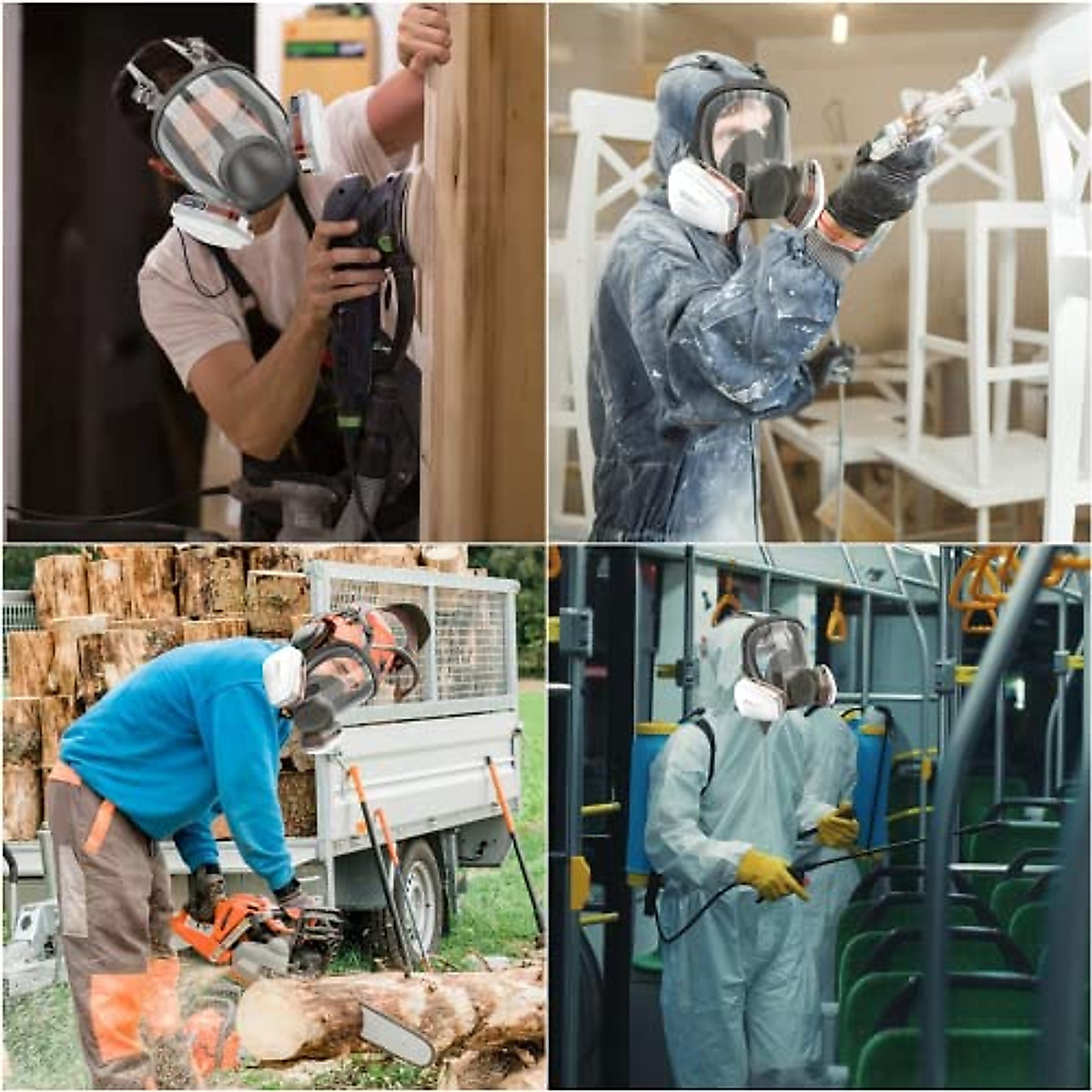 Full Face Respirator Mask, Reusable Full Face Cover, Wide Field of View & Eye Protection Gas Cover, Anti-fog Organic Vapor Mark for Painting, Welding, Polishing, Woodworking, Sanding, Car Spraying