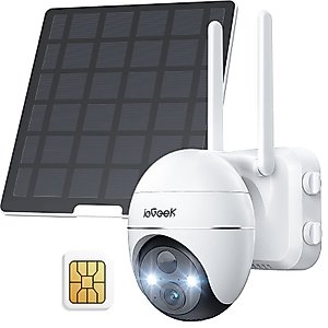 ieGeek 3/4G Security Camera Outdoor, 1080P Wireless WiFi 360°PTZ Camera, Solar Battery Powered Surveillance Camera with Spotlight/Siren/Motion Detection/3MP Color Night Vision