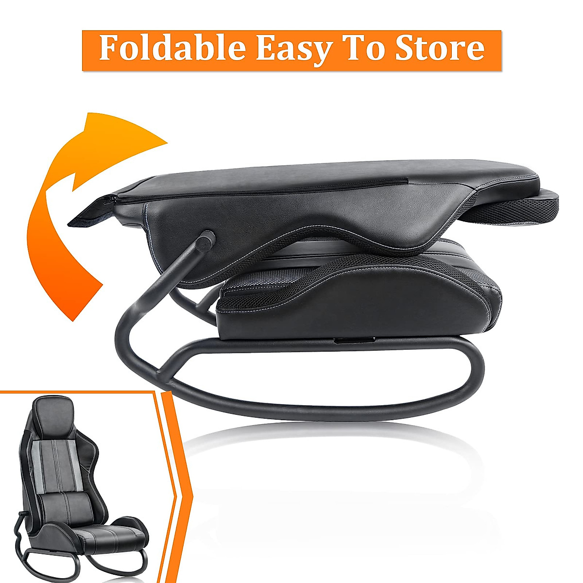 Upgrade Floor Chair Rocker Chair Floor Gaming Chair for Teens, Lightweight Design Without armrests Game Chairs with Folding Backrest, Lazy Sofa Lounger for TV,Reading,Playing. Black Silver