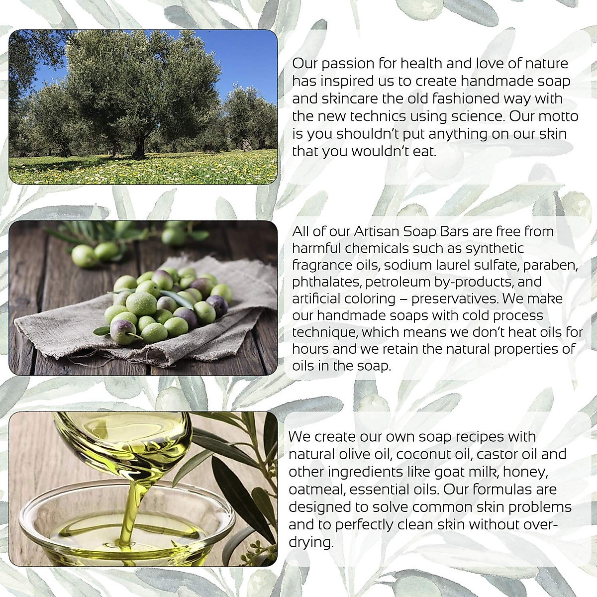 Doana Olive Oil Soap Bar, 250gr / 8oz. Unscented, Artisan Cold Processed With Coconut Oil, Facial & Body Cleansing (2 Bars). Only 3 Ingredients