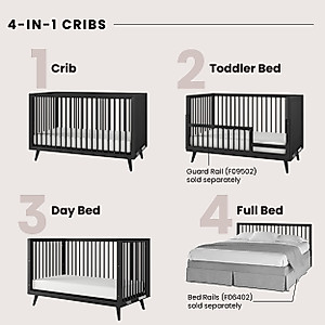 Child Craft Cranbrook 4-in-1 Convertible Crib, Baby Crib Converts to Day Bed, Toddler Bed and Full Size Bed, 3 Adjustable Mattress Positions, Non-Toxic, Baby Safe Finish (Ebony)