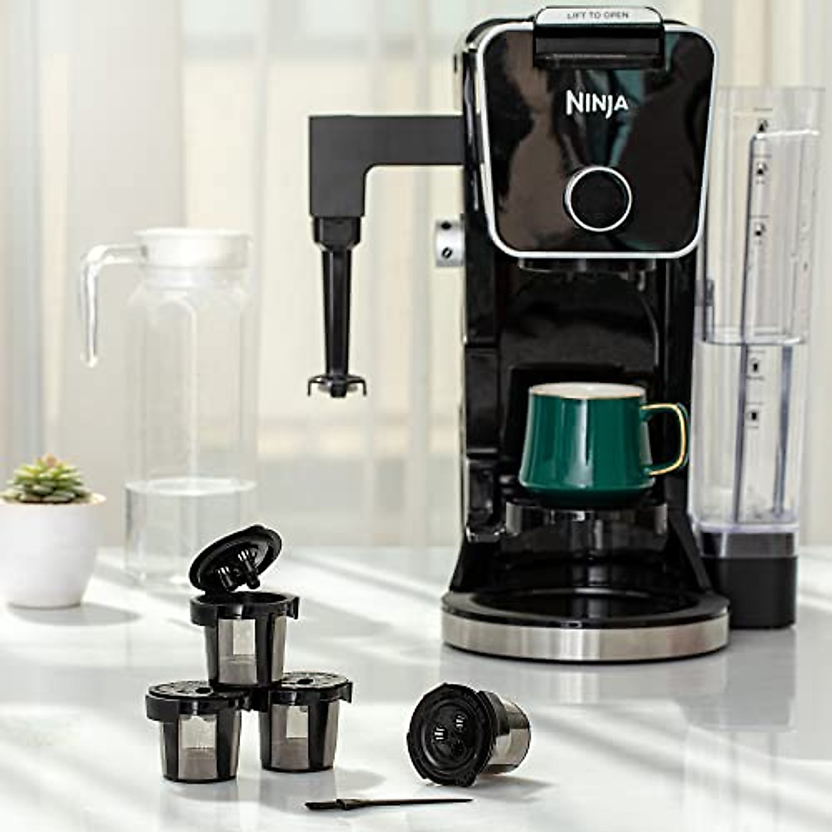 4 Ninja Reusable Coffee Filter Pods for Ninja Dual Brew Coffee Maker - K Cups for Ninja Coffee Maker DualBrew Pro, CFP201 CFP301 CFP400 - Reusable K-Cups Filters for Ninja Coffee Brewer