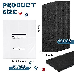 Gueevin 12 Pcs Carbon Activated Charcoal Filter Replacement Filters and 50 Pcs Waste Drawer Liners Litter Box Liner Compatible with Litter Robot 3 for Absorbing Odors Control Damp Keep Home Fresh