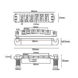 Abr-1 Style Tune-o-matic Bridge Tailpiece Roller Saddle Bridge for Gibson Les Paul Gear Replacement (Chrome)
