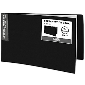 Dunwell 11x17 Portfolio Binder (Black, Horizontal), Presentation Book with 24 Pockets, Large 11 x 17 Art Portfolio Folder, Acid-Free Poly Cover and Sleeves
