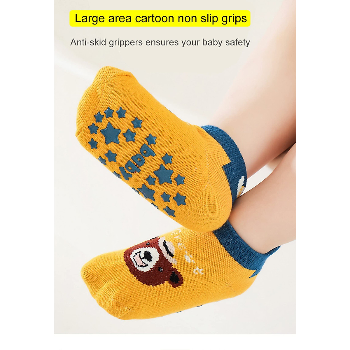 BEHELE Baby Non-skid Grip Socks Toddler Socks Anti Skid Slipper Ankle Socks for Girls Boys Infant Newborn 6 Pairs (as1, age, 1_year, 3_years)