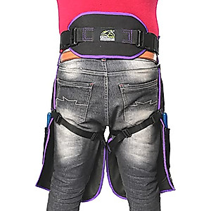 Equine Care Women's Farrier Apron with 4 Knife Pockets, 2 Nail Magnets, and Back Support - Cowhide Suede Leather and Canvas Chaps, 23 Inches-59CM