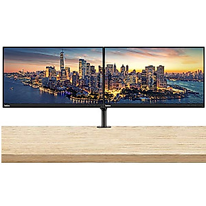 Lenovo ThinkVision T24i 23.8in 1920 x 1080 FHD IPS WLED-Backlit LCD 2-Pack Raven Black Monitor Bundle with HDMI, VGA, DisplayPort, USB Hub, Fully Adjustable Desk Mount Monitor Stand