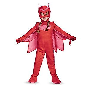 Disguise Owlette Deluxe Toddler PJ Masks Jumpsuit with Attached Boot Covers, Large/4-6X, Red