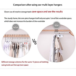 3 Pack 5 in 1 Space Saving Clothes Hangers Chrome and Foam Blouse Tree Hangers Multi Layers Clothes Rack Non Slip Stainless Steel Shirt Hangers Coats Hangers Closet Storage Organizer(White)