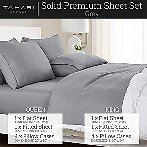Tahari Home - King Sheet Set, Lightweight 6-Piece Sheets with Matching Pillowcases, Soft Room Decor (Modern Grey, King)