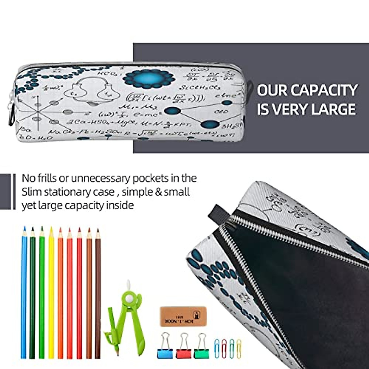 Limhibu Pencil Case Physics Dna Molecule Formulas Big Capacity Pencil Bag Large Storage Pouch Desk Organizer Marker Pen Case Stationery Bag Pencil Holder for Boys Girls Teen Adult