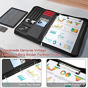 Portfolio Binder Organizer with Handle, 13.4 * 10 * 1.6 Inch Zippered Padfolio, Writing Pad Notepad Legal Size Detachable Business Folder Resume Interview Gift for Men Women (Gray)