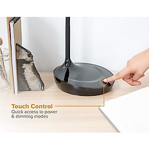 Bostitch Office KT-VLED1502-BLK Gooseneck LED Desk Lamp with USB Charging Port, Dimmable, Black