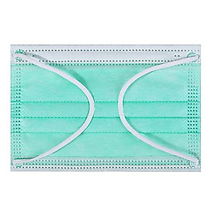 KATA 3-Ply Pleated Disposable Children's Face Masks, One Size, Green, Box Of 50 Masks