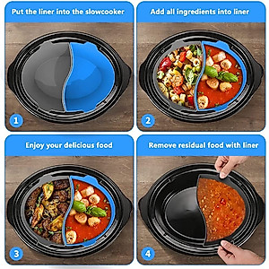 Culinary Cove Silicone Slow Cooker Liners,Reusable, BPA-free, and Dishwasher Safe Liners for Crock Pot 6 QT, Compatible with 6 Quart Oval Slow Cookers, with Divider Insert for Cooking 2 Meals at Once