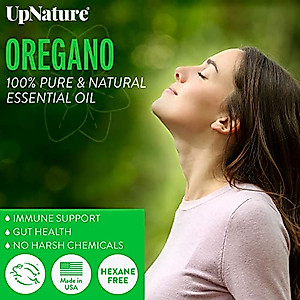 UpNature Oregano Essential Oil - 100% Natural & Pure, Undiluted, Premium Quality Aromatherapy Oil of Oregano Liquid - Supports Healthy System & Nails, Digestion & Respiratory Relief, 2oz