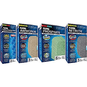 Fluval Bundle of 4 Replacement Medias for 207 Aquarium Filters: Bio-Foam, Ammonia Remover, Phosphate Remover, Nitrite Remover
