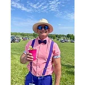 Alizeal Suspender and Bow Tie for Men X Shape Elastic Adjustable Braces, Royal Blue