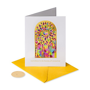 Papyrus Religious Birthday Card - Illustrated by Sandra K Pena (God Shines In You, Stained Glass)
