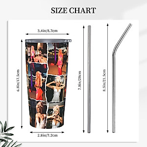 Kiserjens Stainless Steel Insulated Tumbler Vacuum Water Bottle Travel Cup Coffee Mug With Straw,Lid and Brush 20 oz