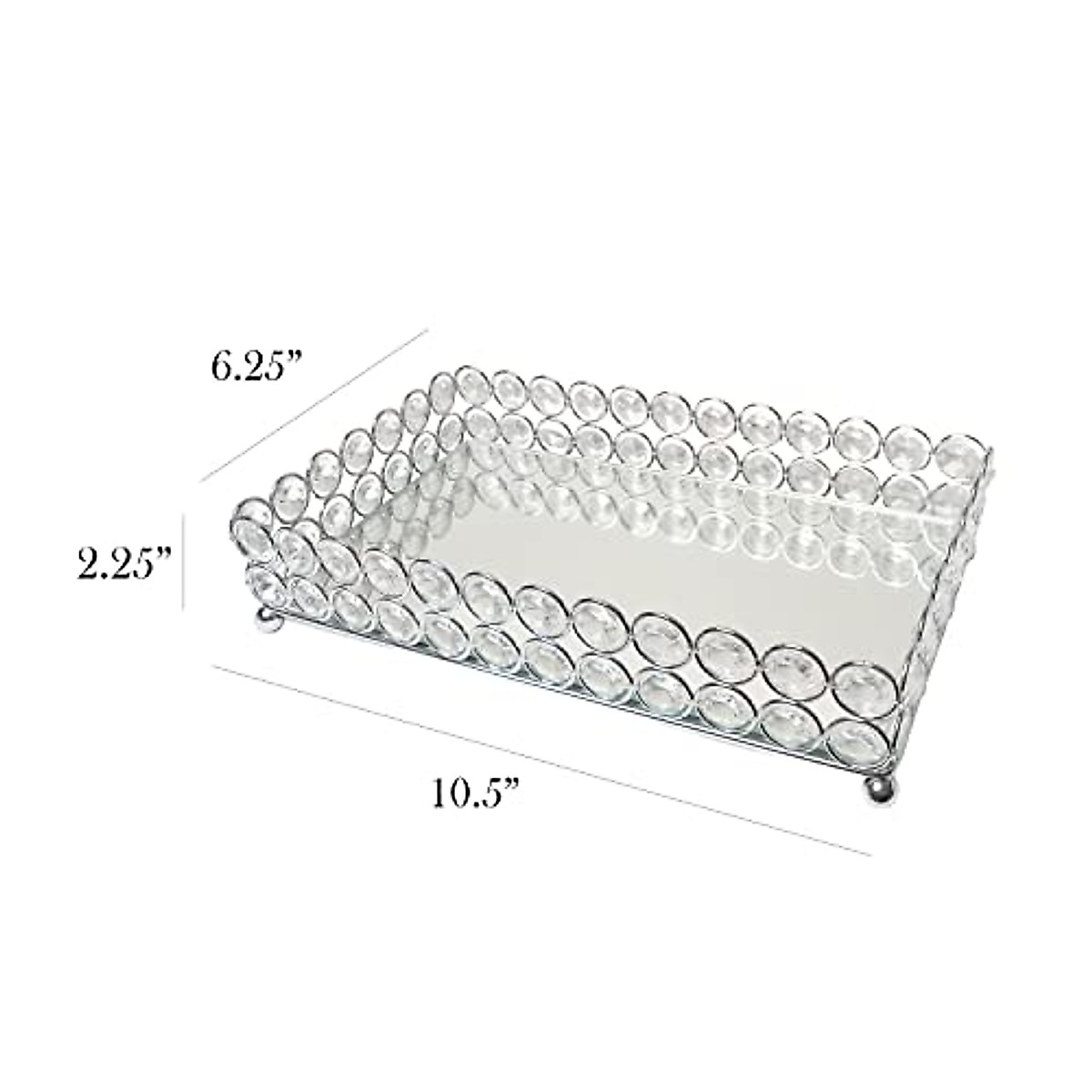 Elegant Designs HG1010-CHR Elipse Crystal Decorative Mirrored Jewelry or Makeup Cosmetic Perfume Vanity Organizer Tray, Chrome