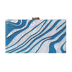 Fashion Women Stripe Bag Acrylic Blue Sequin Dinner Handbag Woman Wedding Evening Bag Trendy Party Box Clutch Purse