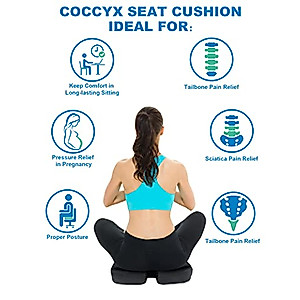 anngrowy Seat Cushion Office Chair Cushion Car Seat Cushion for Back Tailbone Pain Relief Wheelchair Cushions Butt Pillow Cushion Memory Foam Coccyx Cushion for Computer Office Chair Car Seat Driver