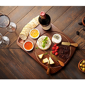 Godinger Cheese Board and Knife Set, Acrylic Dome and Dip Bowls, Acacia Wood Charcuterie Board Set, Cheese Boards, Charcuterie Boards, Housewarming Gift Set