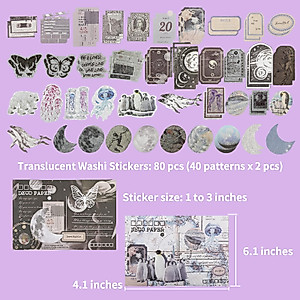 200 Pieces Vintage Scrapbook Kit Scrapbook Stickers Journaling Stickers for Scrapbooking Materials, Planner DIY Arts Craft Collage