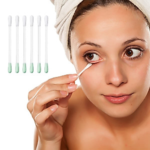 50 Pcs Cotton Makeup Remover Swabs - Disposable Vitamin E Liquid-Filled Cotton Swabs Sticks for Eye/Lip/Eyebrow/Eyelash Makeup Correctors Removing Swabs