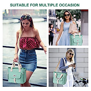 Wesugeyo Mcvotcot Lunch Bag for Women, Insulated Lunch Box Work, Adult Meal Prep Tote Bag, Extra Large Lunch Cooler Purse with Side Pockets Detachable Shoulder Strap for Picnic, Boating, Camping