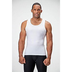 DEVOPS 3 Pack Men's Muscle Dry Fit Compression Tank Top (Large, White/White/White)