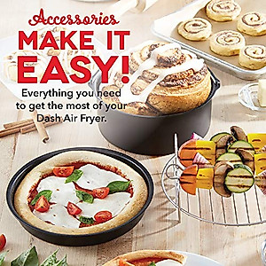 DASH Tasti-Crisp Digital Air Fryer with AirCrisp Technology, Custom Presets, Temperature Control, and Auto Shut Off Feature, 2.6 Quart - Red & Dash 6-Piece Air Fryer Accessory Kit, 2 Quart, Compact