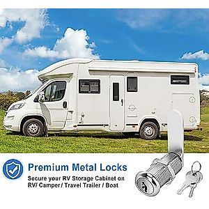 Cylinnda Cabinet Locks with Keys, 1-1/8" Cam Locks Keyed Alike, Quality Cabinet Cam Lock for RV Storage Locks Drawers Mailbox Toolbox Lock Replacement Set, Zinc Alloy (20 Pack, 1-1/8 Inch)