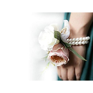 ericotry 2pcs Stretch Pearl Wrist Bands Corsages Handmade DIY Accessories for Wedding Prom Party